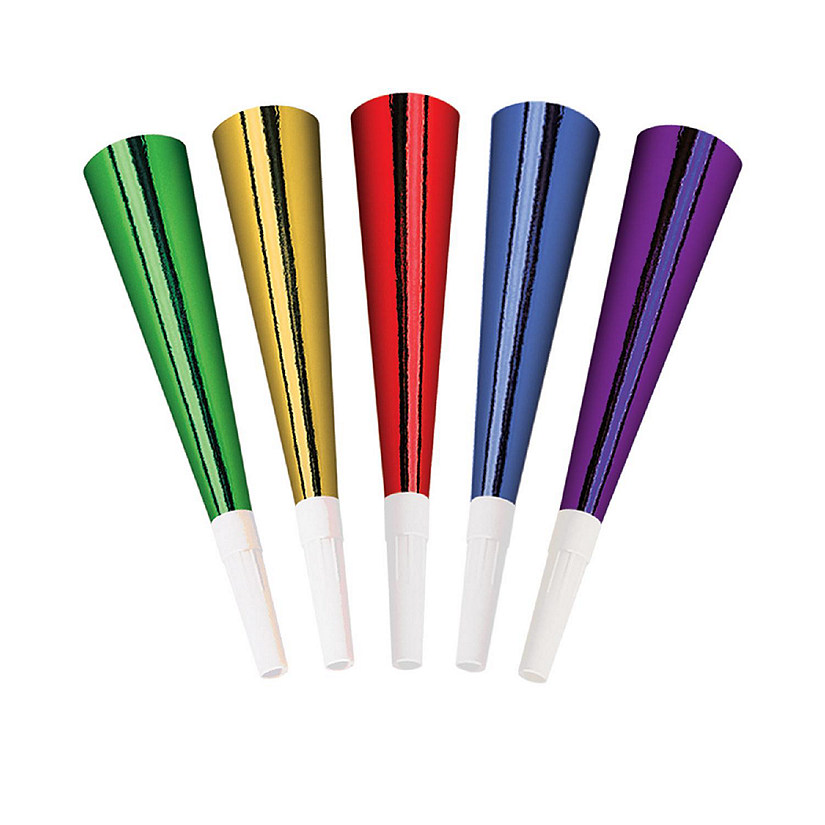 Beistle - Pkgd Foil Horns - Multicolor - 12 Pack | Oriental Trading