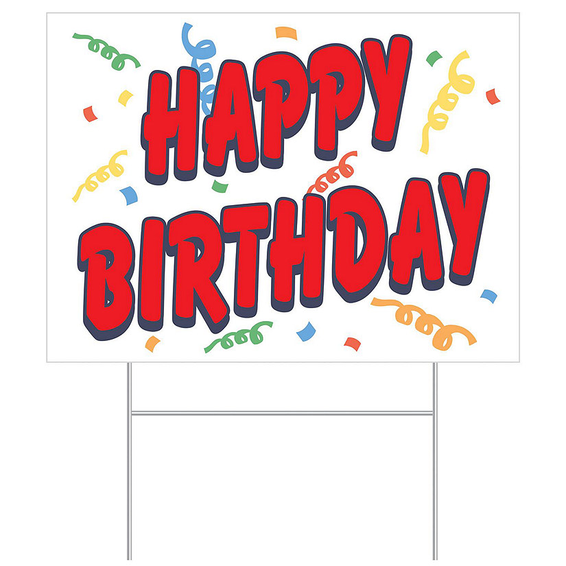 Beistle - Plastic Happy Birthday Yard Sign - Red - 6 Pack | Oriental ...