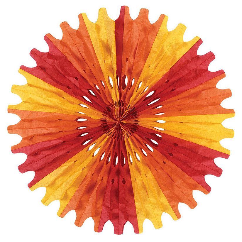 Beistle - Tissue Fan - Green, Orange and Red - 12 Pack | Oriental Trading