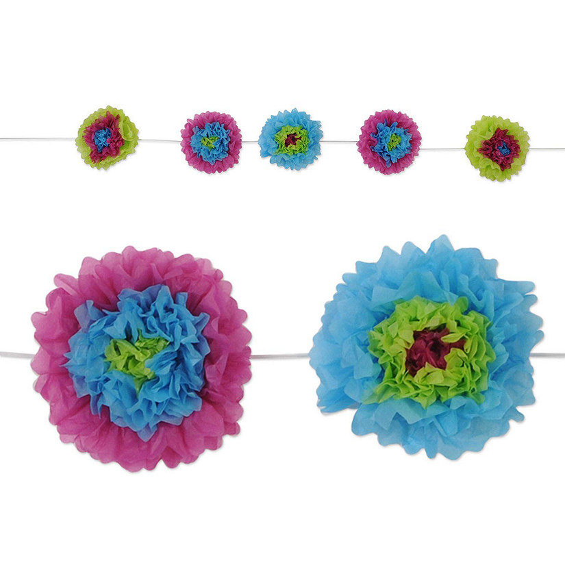 Beistle - Tissue Flower Garland - Blue - 6 Pack | Oriental Trading