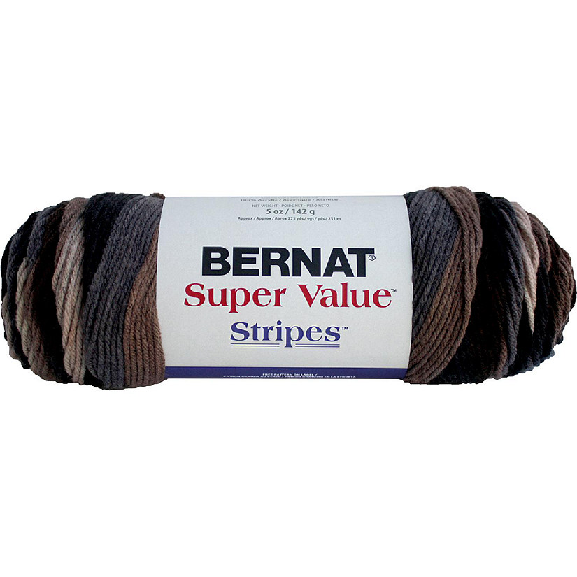 Bernat Super Value Stripes Yarn-Beachwood | Oriental Trading