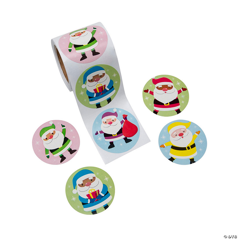 Bright Santa Sticker Roll - 100 Pc.