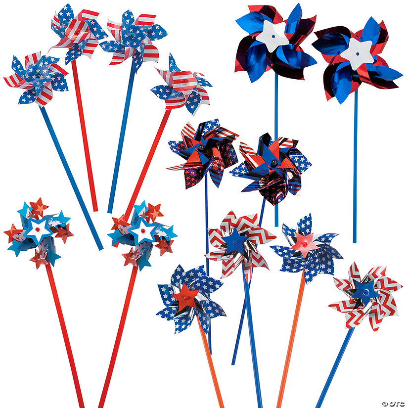 Bulk 132 Pc. Patriotic Pinwheels Assortment Kit | Oriental Trading