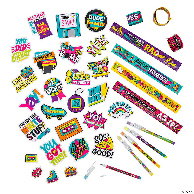 Bulk 136 Pc. 90s Theme Classroom Reward Assortment