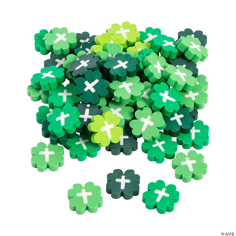 Bulk 300 Pc. Religious St. Patrick's Day Clover Mini Erasers | Oriental ...