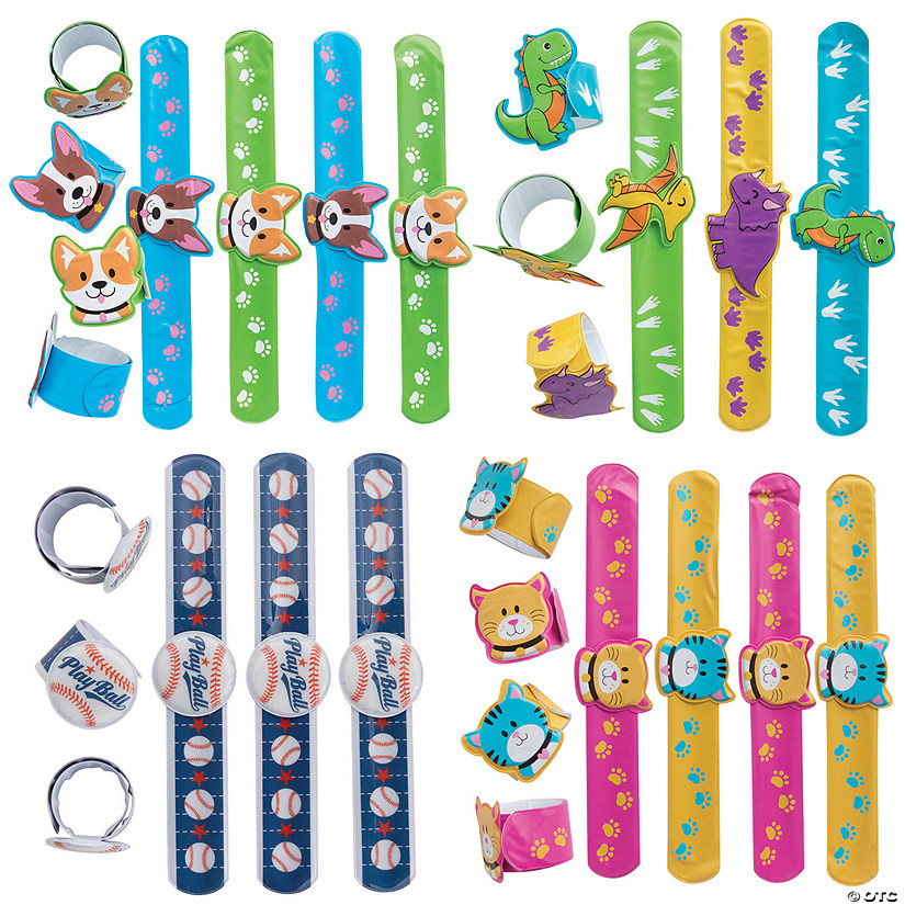 Bulk 48 Pc. Slap Bracelets with Charm Assortment