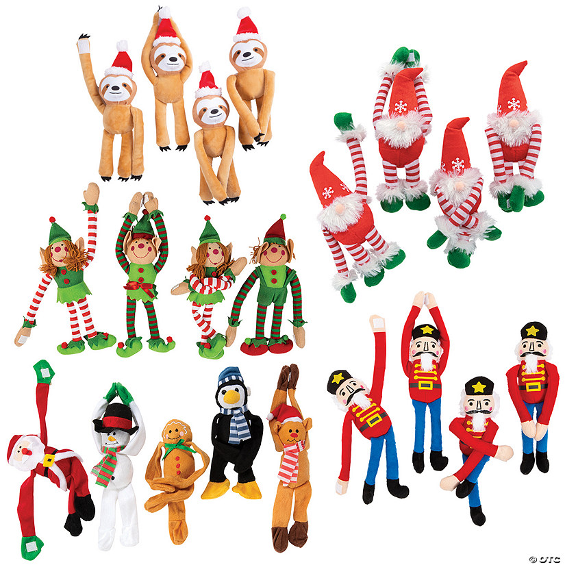 Bulk 60 Pc. Christmas Long-Arm Stuffed Characters Assortment