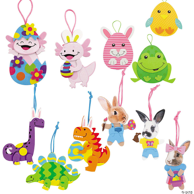 Bulk Easter Ornament Foam Craft Kit Assortment - Makes 48