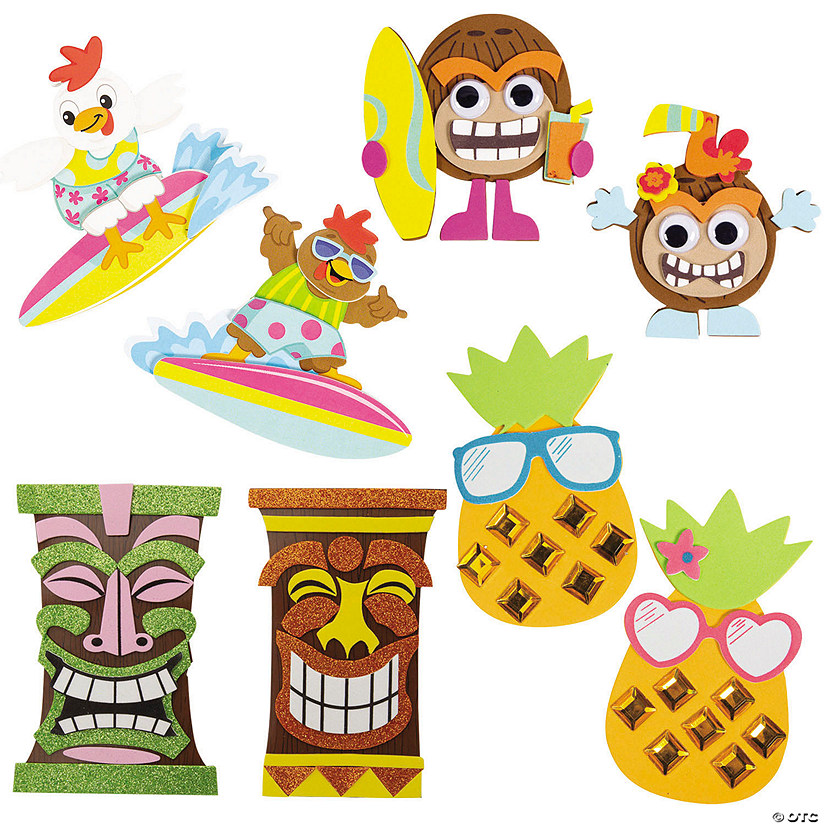 Bulk Luau-Themed Magnet Craft Kit Assortment - Makes 48