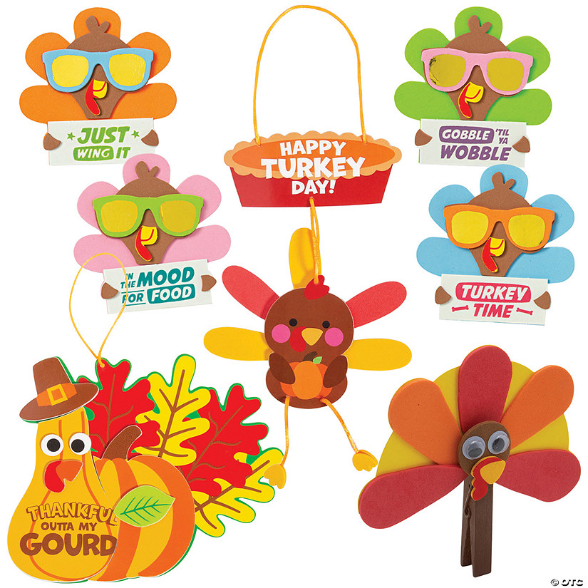 Bulk Makes 48 Thanksgiving Turkey Day Craft Kit Assortment