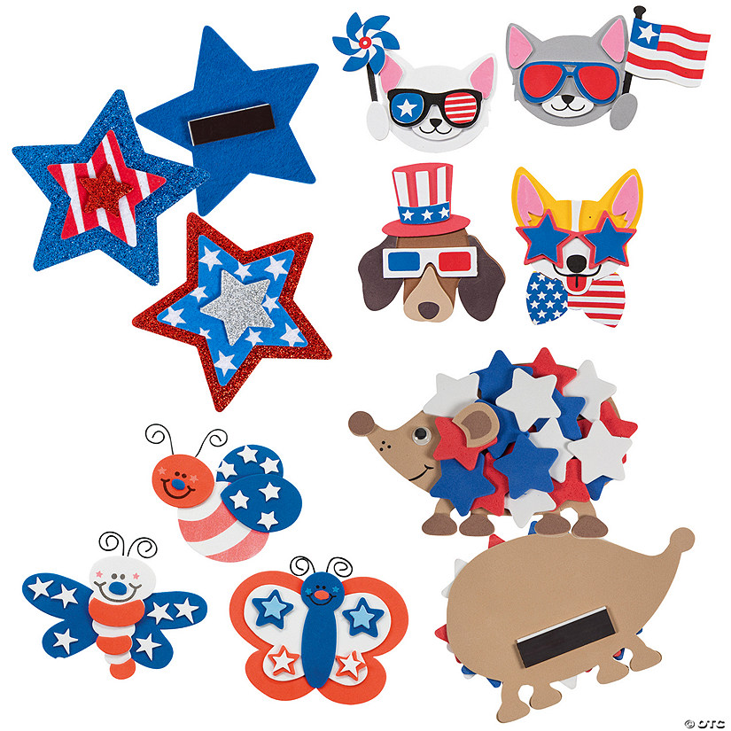 Bulk Patriotic Magnet Craft Kit Assortment - Makes 48