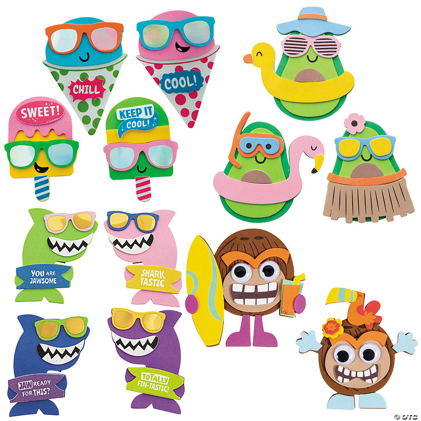 Bulk Silly Summer Magnet Craft Kit Assortment - Makes 48