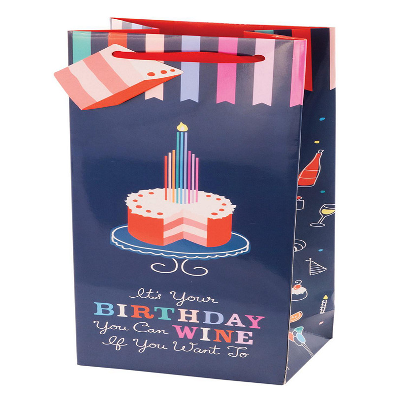 Cakewalk Birthday Cake Wine Gift Bag by Cakewalk | Oriental Trading