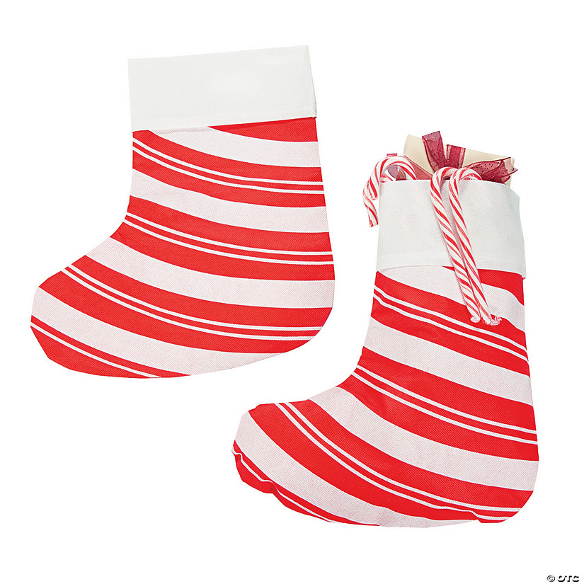 Candy Cane Christmas Stockings - 12 Pc.