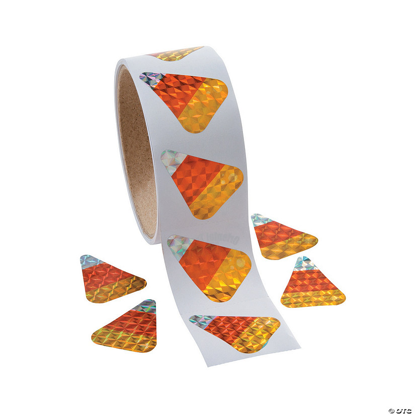 Candy Corn Prism Sticker Roll - 100 Pc. | Oriental Trading