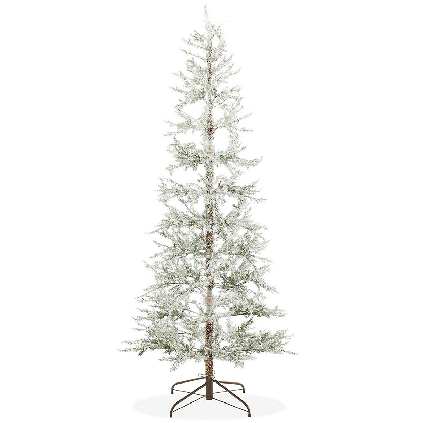 Casafield 7.5FT Pre-Lit Sparse Pine Flocked Artificial Holiday ...