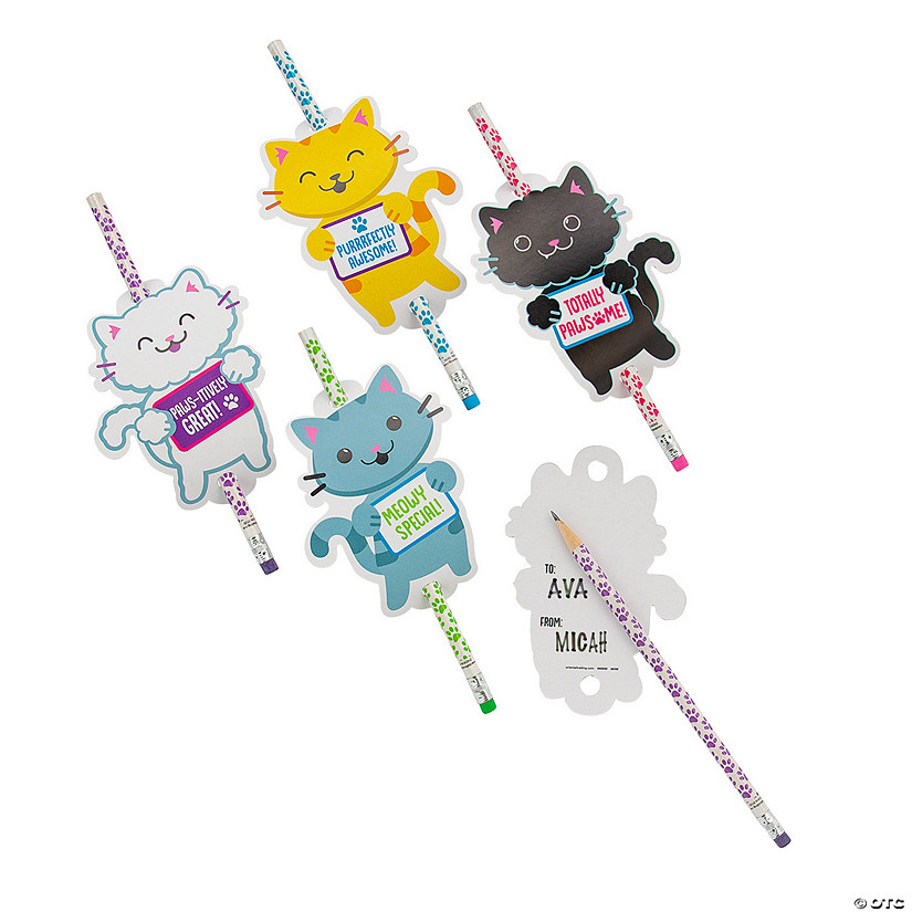 Cat Pencils with Card - 24 Pc. | Oriental Trading