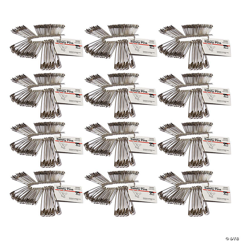 Charles Leonard Safety Pins, Assorted Sizes, 50 Per Pack, 12 Packs ...