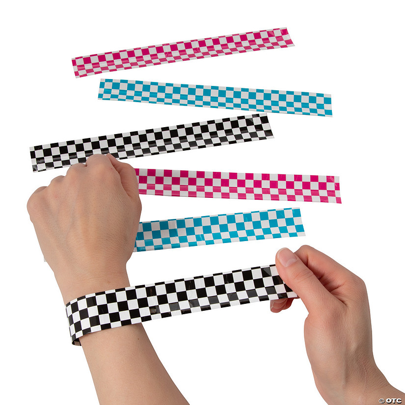 Checkered Slap Bracelets - 12 Pc.