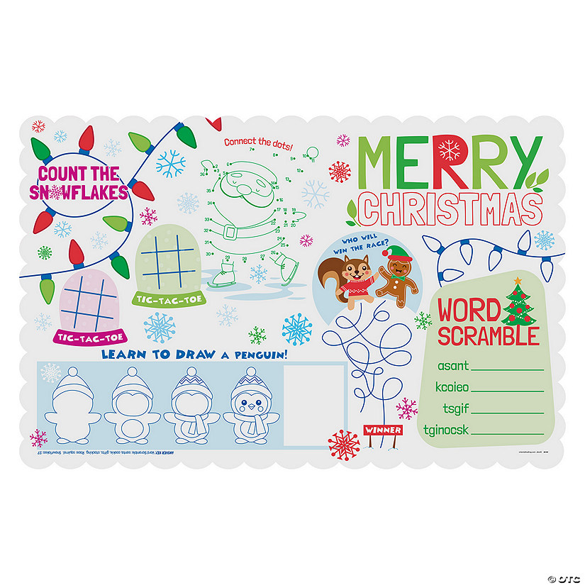 Christmas Activity Placemats - 12 Pc. - Discontinued