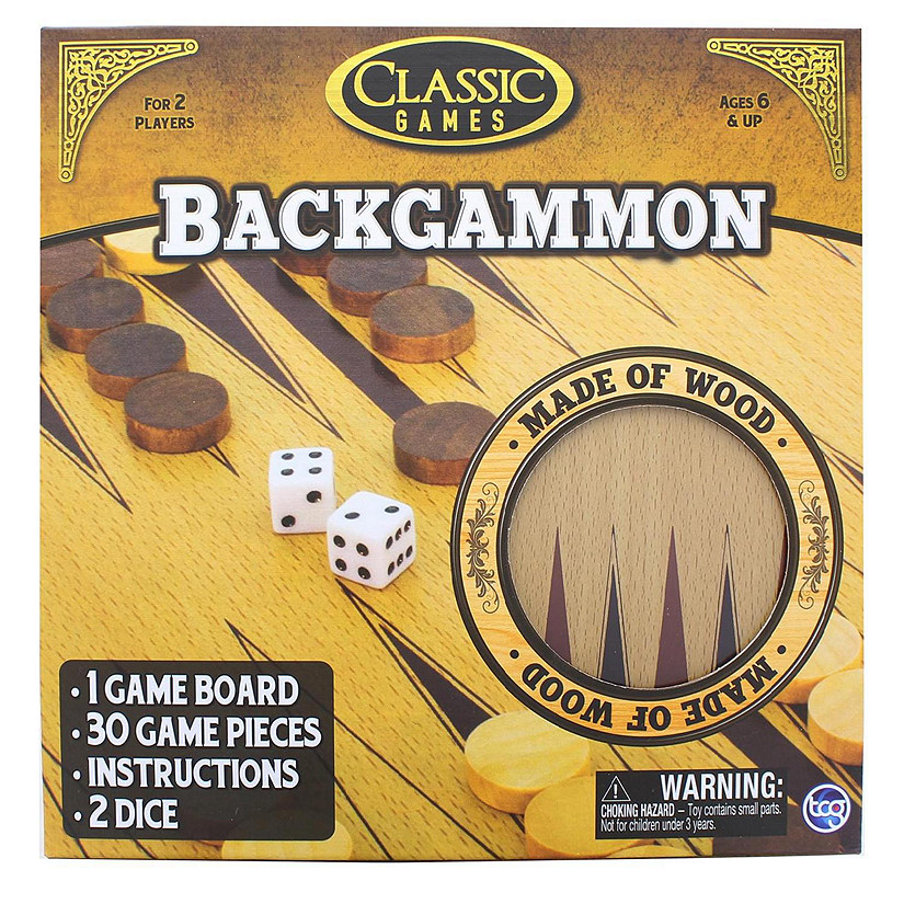Classic Games Wood Backgammon Set Board & 30 Game Pieces | Oriental Trading