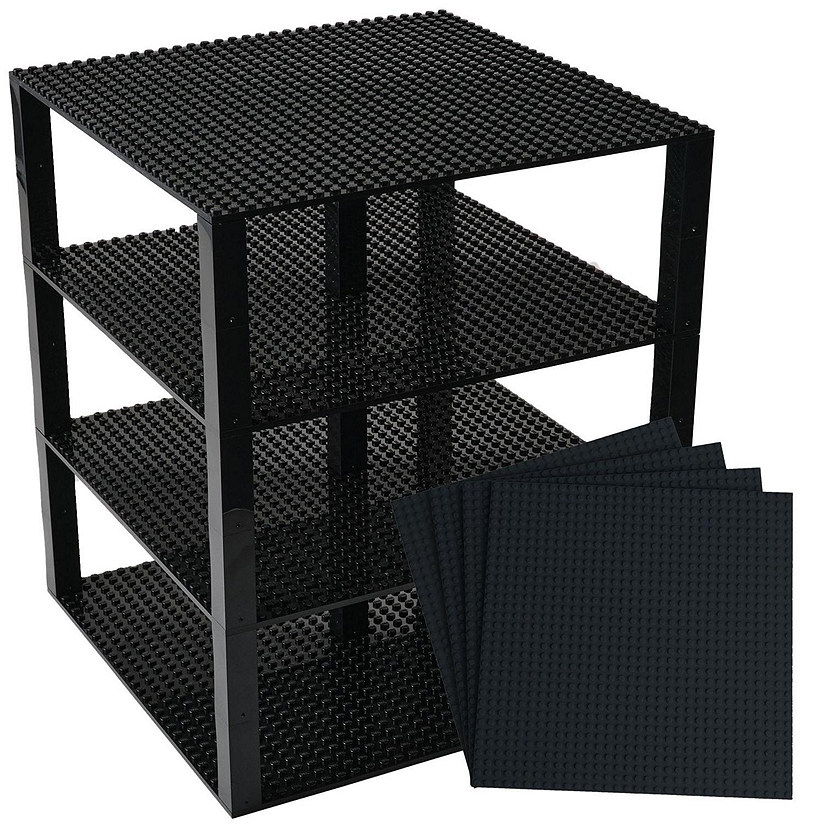 Classic Stackable Baseplates, Building Bricks For Towers, Black, 4 Base ...