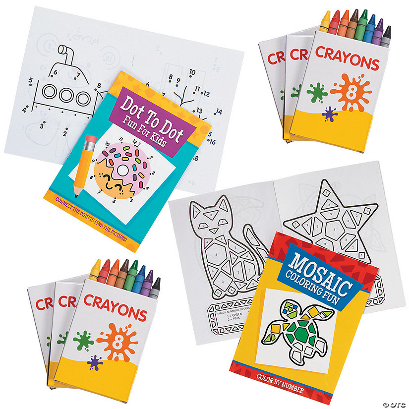Classroom Activity Books with Crayons Kit for 12