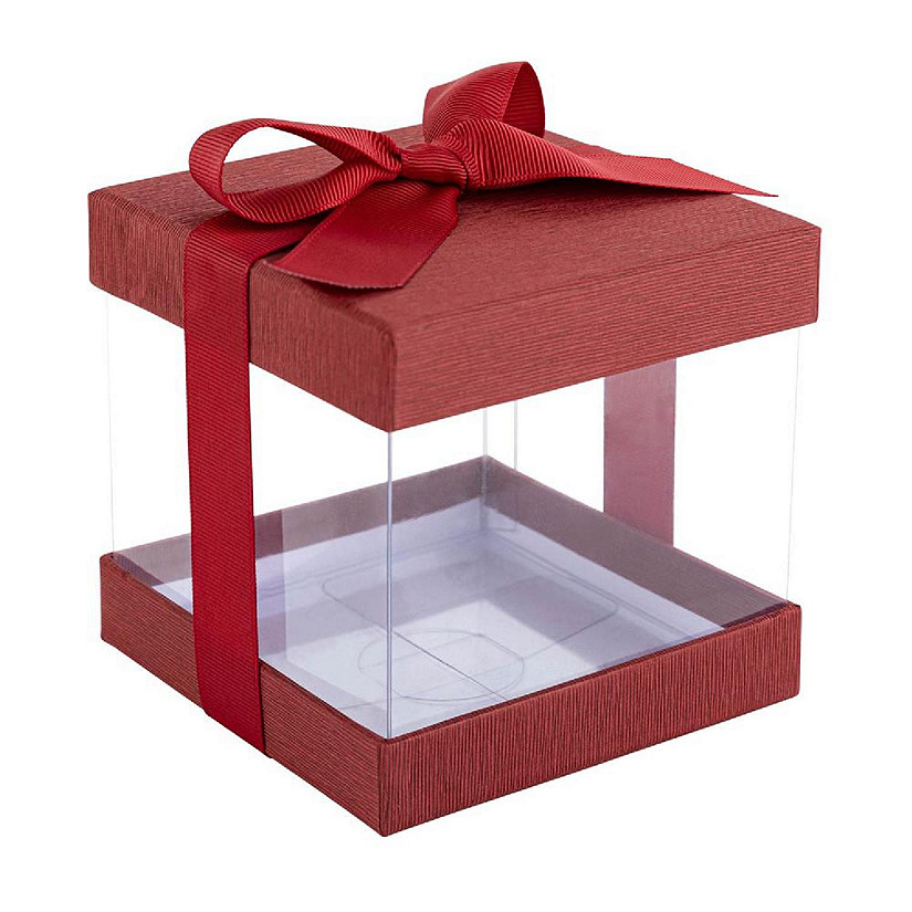 Clear Plastic Gift Boxes 12 Pack Maroon 4X4X4" Bakery Boxes With Base ...
