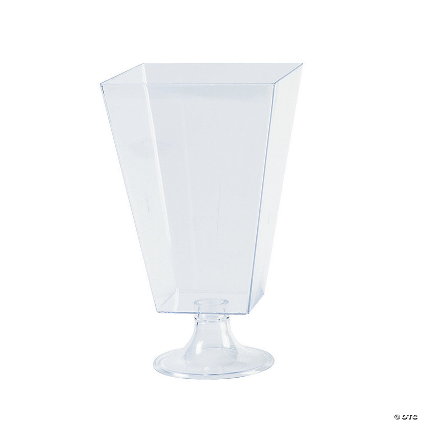 Clear Square Pedestal Plastic Jar - Discontinued