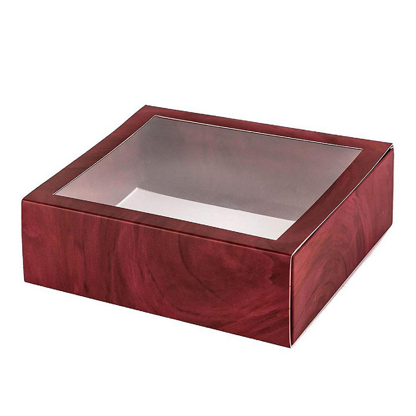 Clear Window Gift Boxes Burgundy 6" X 6" X 2" 12 Pack Square | Oriental ...
