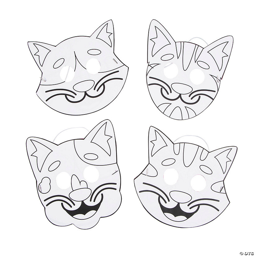 Color Your Own Cat Masks - 12 Pc. | Oriental Trading
