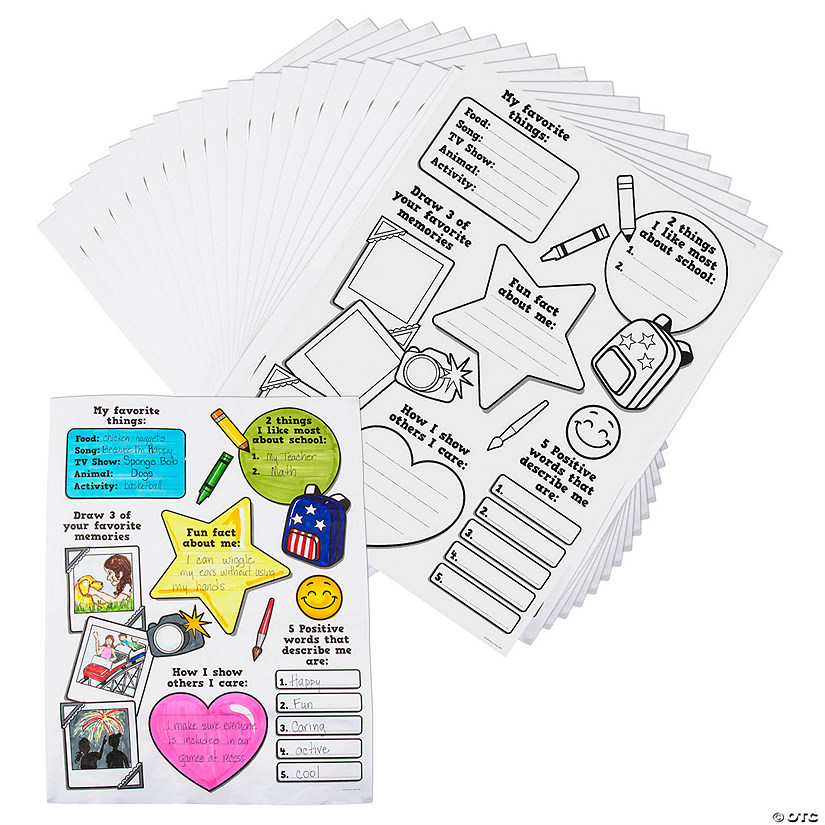 Color Your Own Get to Know Me Posters - 30 Pc. | Oriental Trading