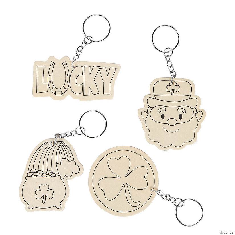 Color Your Own St. Patrick’s Day Keychains - 12 Pc. - Discontinued