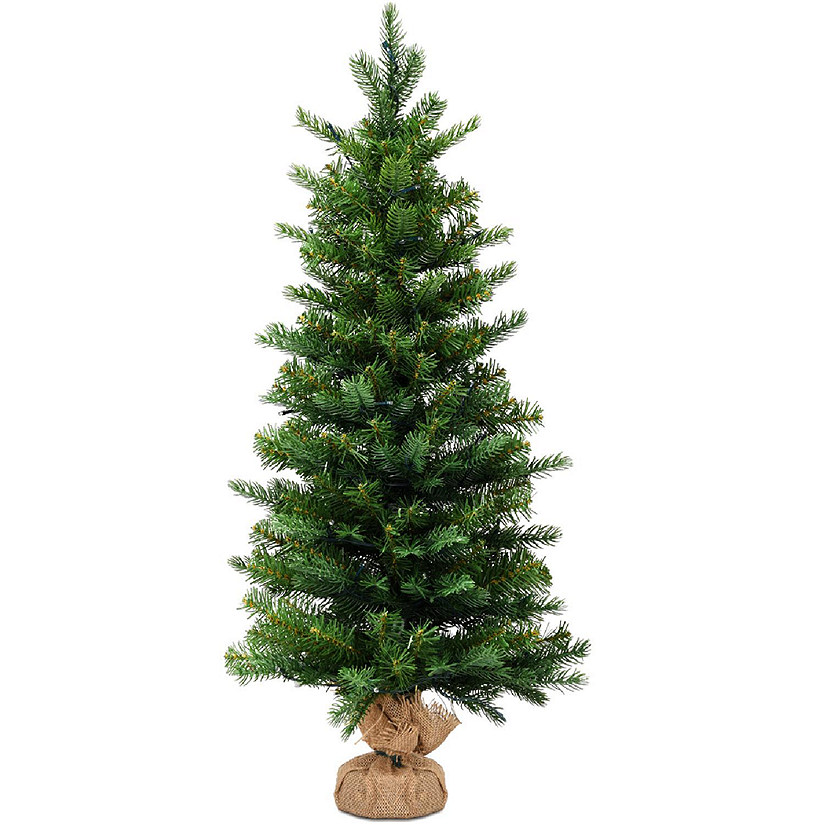 Costway 3Ft Pre-Lit Spruce Tabletop Christmas Tree Lights Timer ...