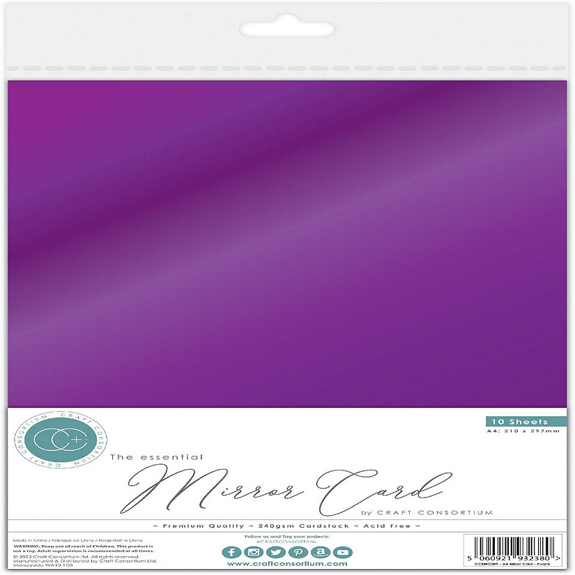Craft Consortium Essential Mirror Card A4 10/Pkg-Purple | Oriental Trading