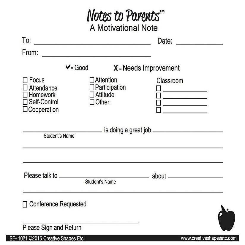 Creative Shapes Etc. - Motivational - Notes To Parents | Oriental Trading