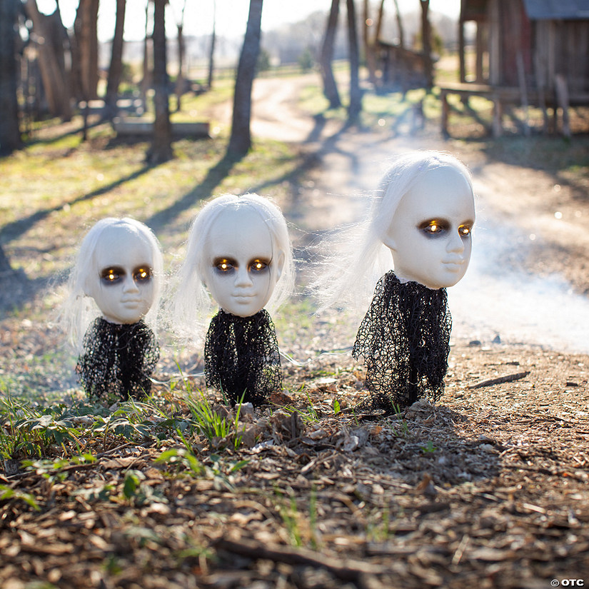 Creepy Doll Head Halloween Light Up Yard Stakes - 3 Pc. | Oriental Trading
