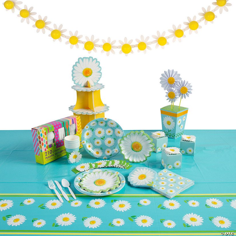 Daisy Party Ultimate Tableware Kit for 8 Guests