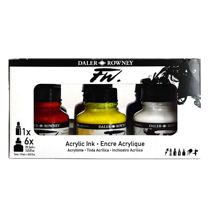 Daler-Rowney FW Acrylic Ink Set 6/Pkg-Primary | Oriental Trading
