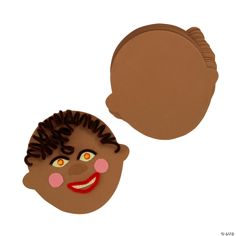 Dark Skin Tone Foam Face Shape Cutouts - 24 Pc. | Oriental Trading