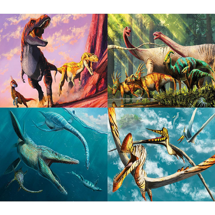 Dinosaur 100-Piece Jigsaw Puzzle Box Bundle Set of 4 | Oriental Trading