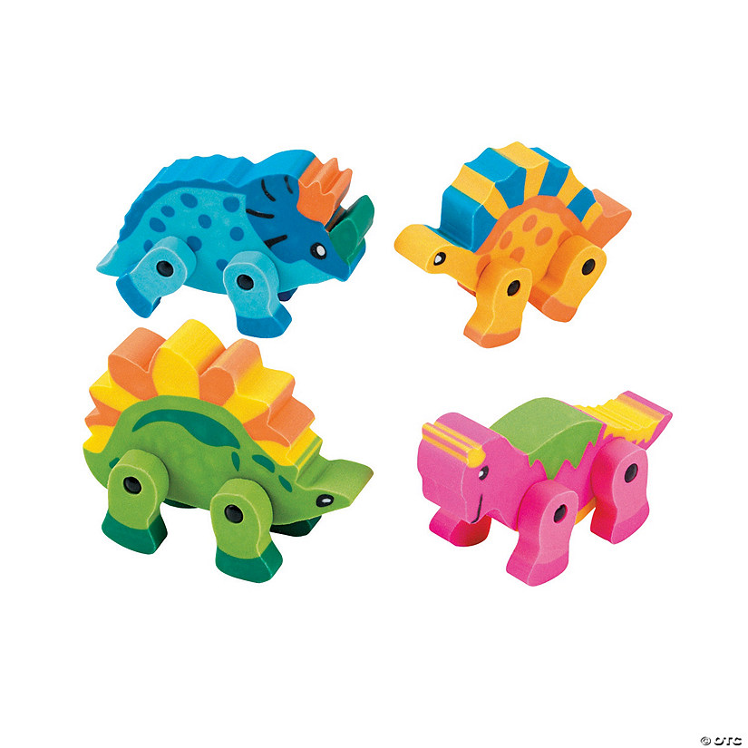 Dinosaur Movable Erasers - 12 Pc. - Discontinued