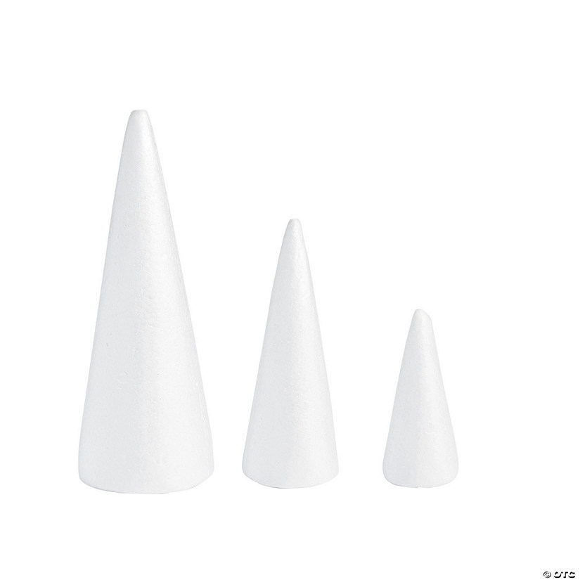DIY Small, Medium & Large White EPS Foam Cone Supply Kit - 18 Pc.