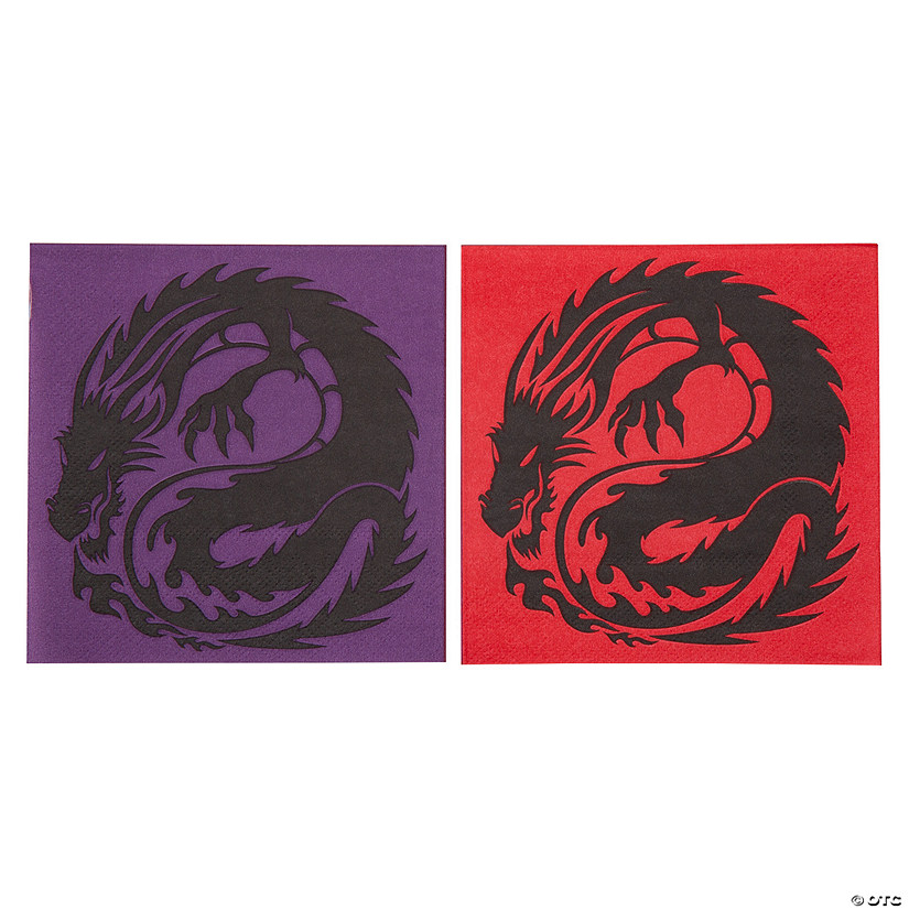 Dragon Symbol Beverage Napkins - 16 Pc. | Oriental Trading