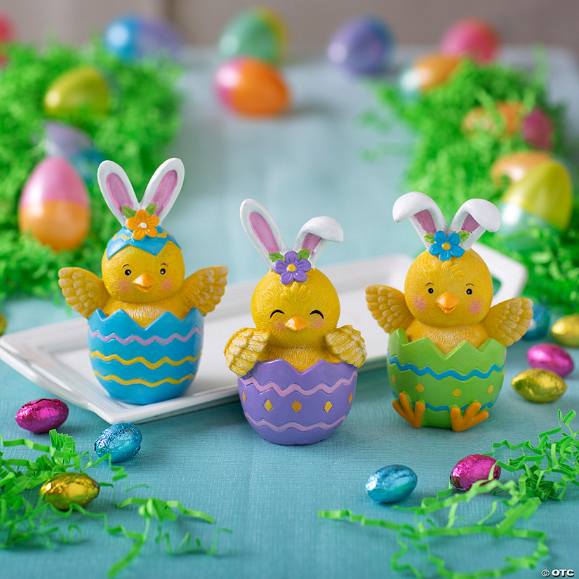 Easter Bunny Chicks in Eggs Tabletop Decoration - 3 Pc. | Oriental Trading