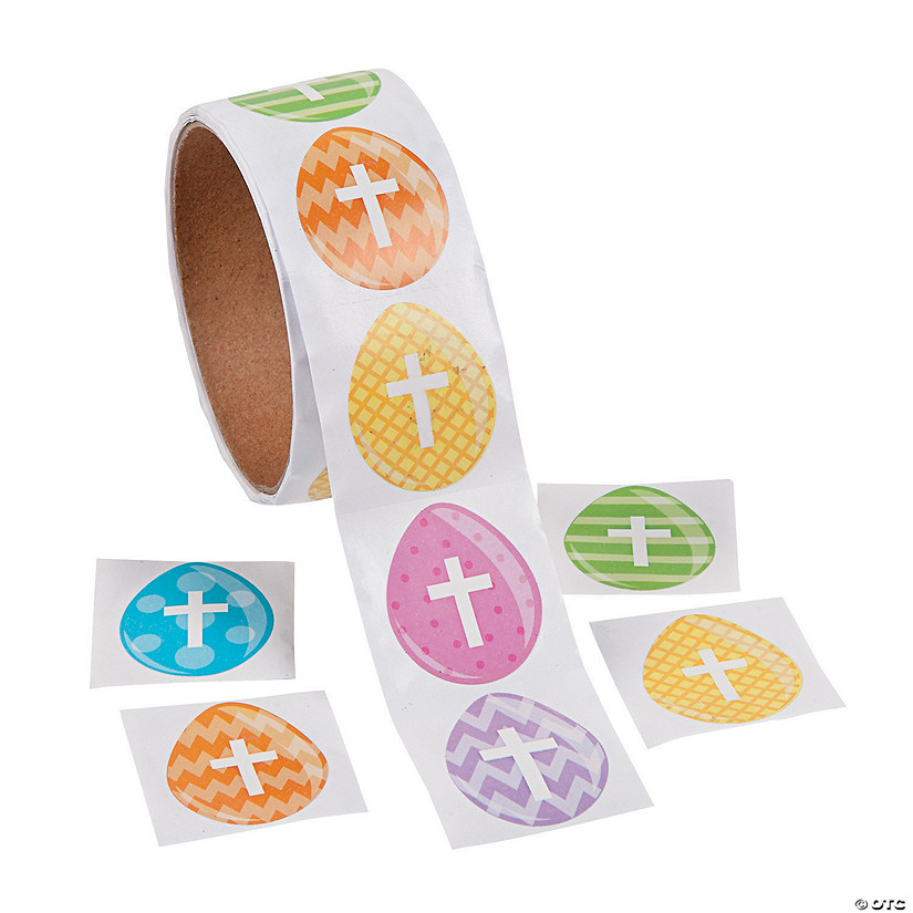 Easter Egg Cross Sticker Roll - 100 Pc. - Discontinued