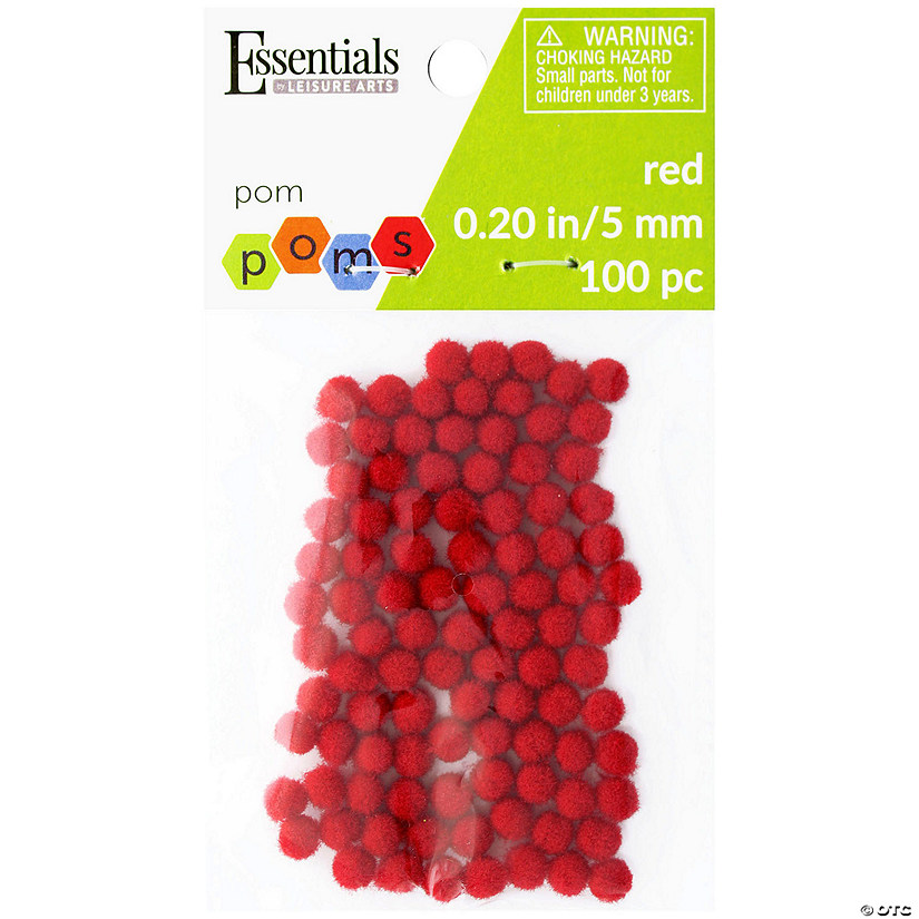 EBL Pom Pom 5mm Red 100pc- 6PK