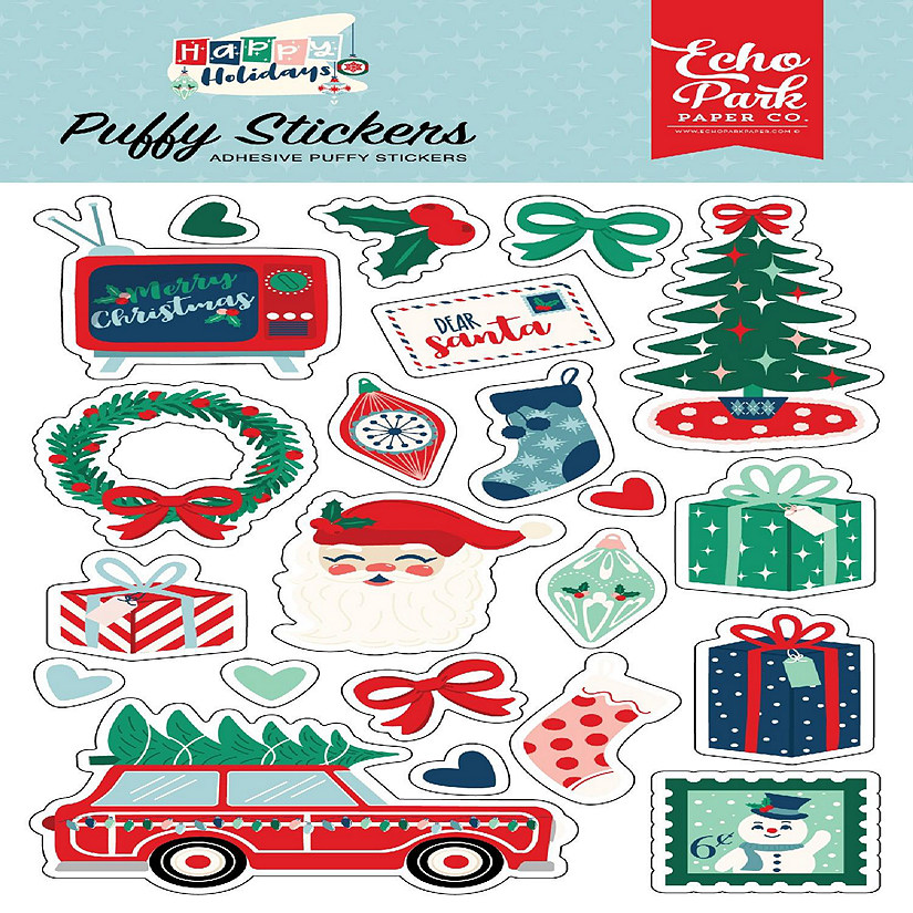 Echo Park Puffy Stickers-Happy Holidays | Oriental Trading
