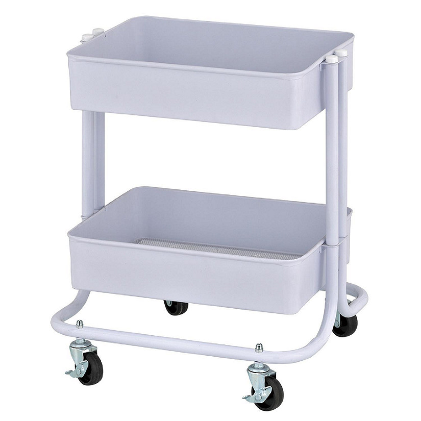 ECR4Kids 2-Tier Rolling Utility Cart, White | Oriental Trading