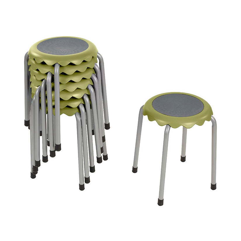 ECR4Kids Daisy Stackable Stool Set, Fern Green, 8-Piece